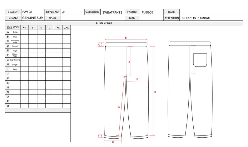 Sweatpants Tech Pack - Etsy