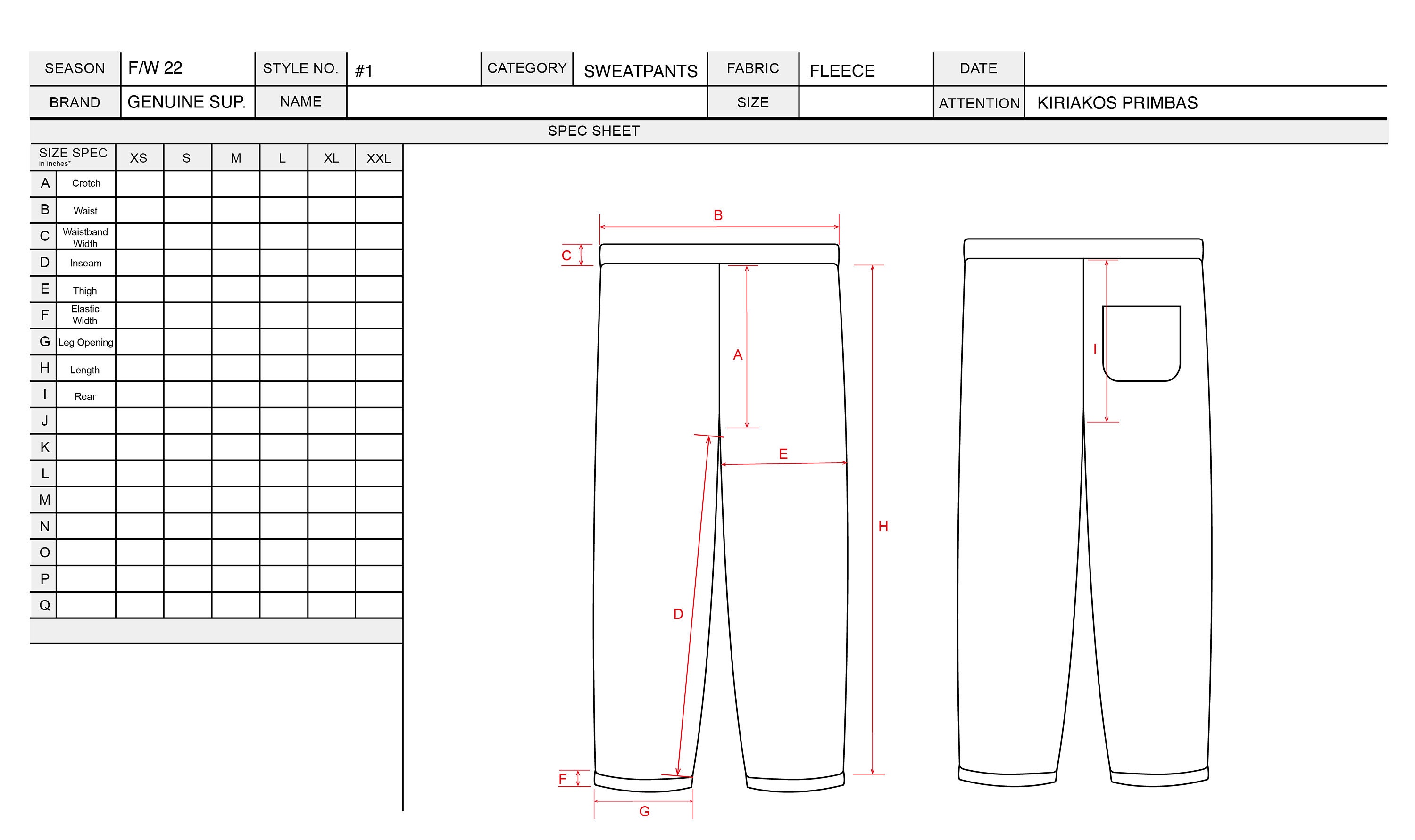 Sweatpants Tech Pack - Etsy