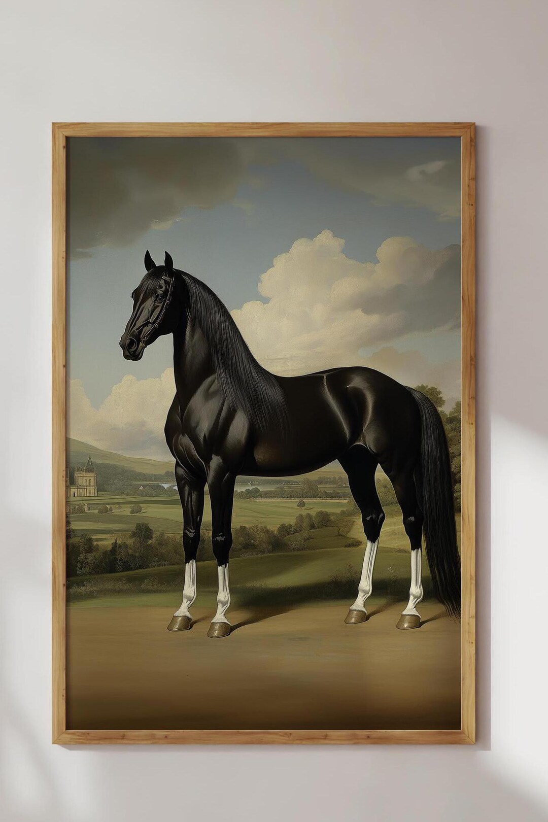 Elegant Black Horse Digital Art Print Set of Two | Academia-inspired ...