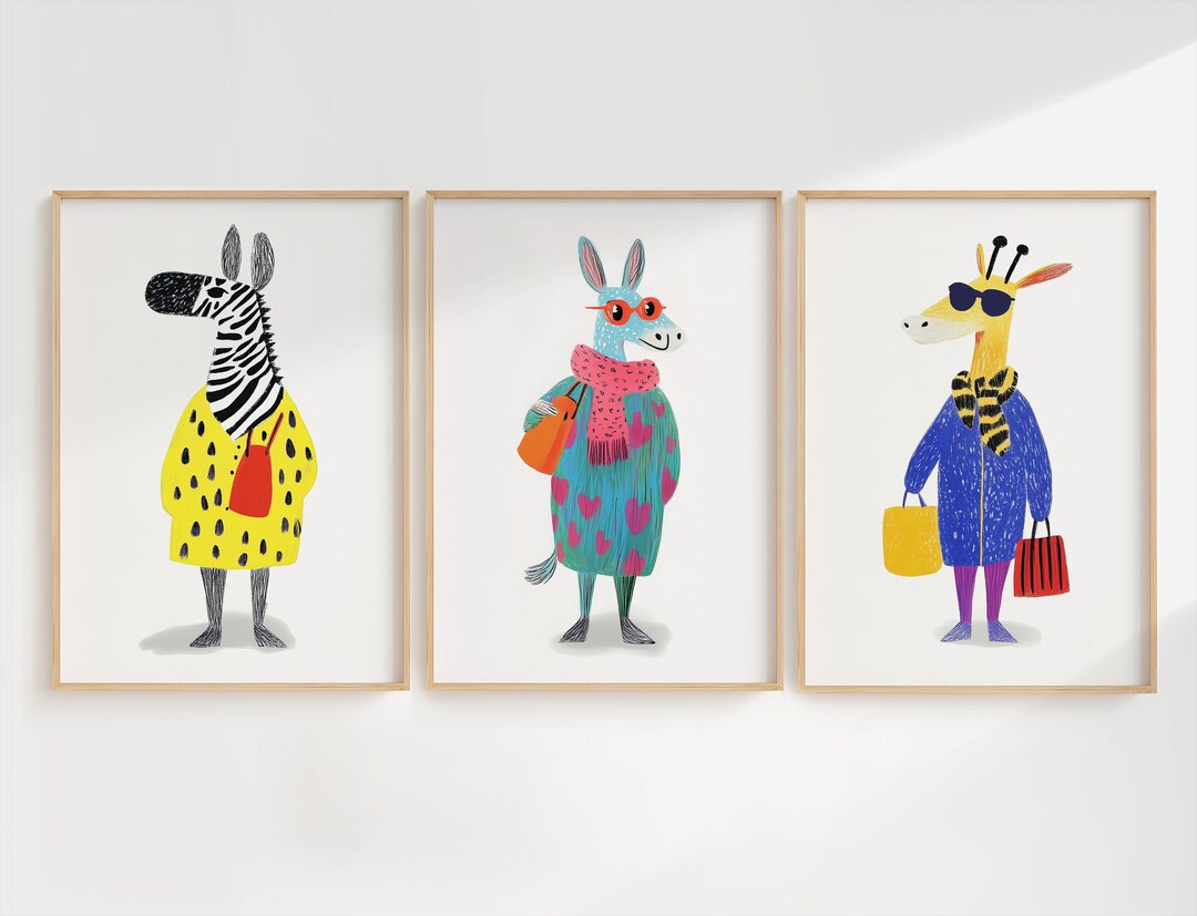 Fashion Animal Art Print Set: Playful Kids Room Decor (digital Download ...