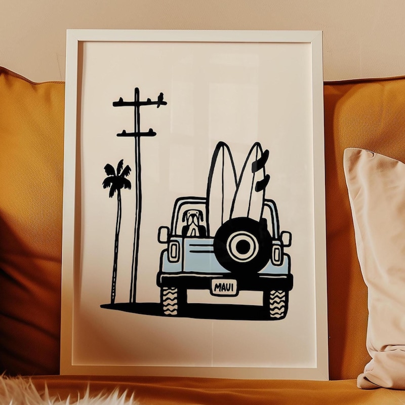 Coffee Surf Art Print - Etsy