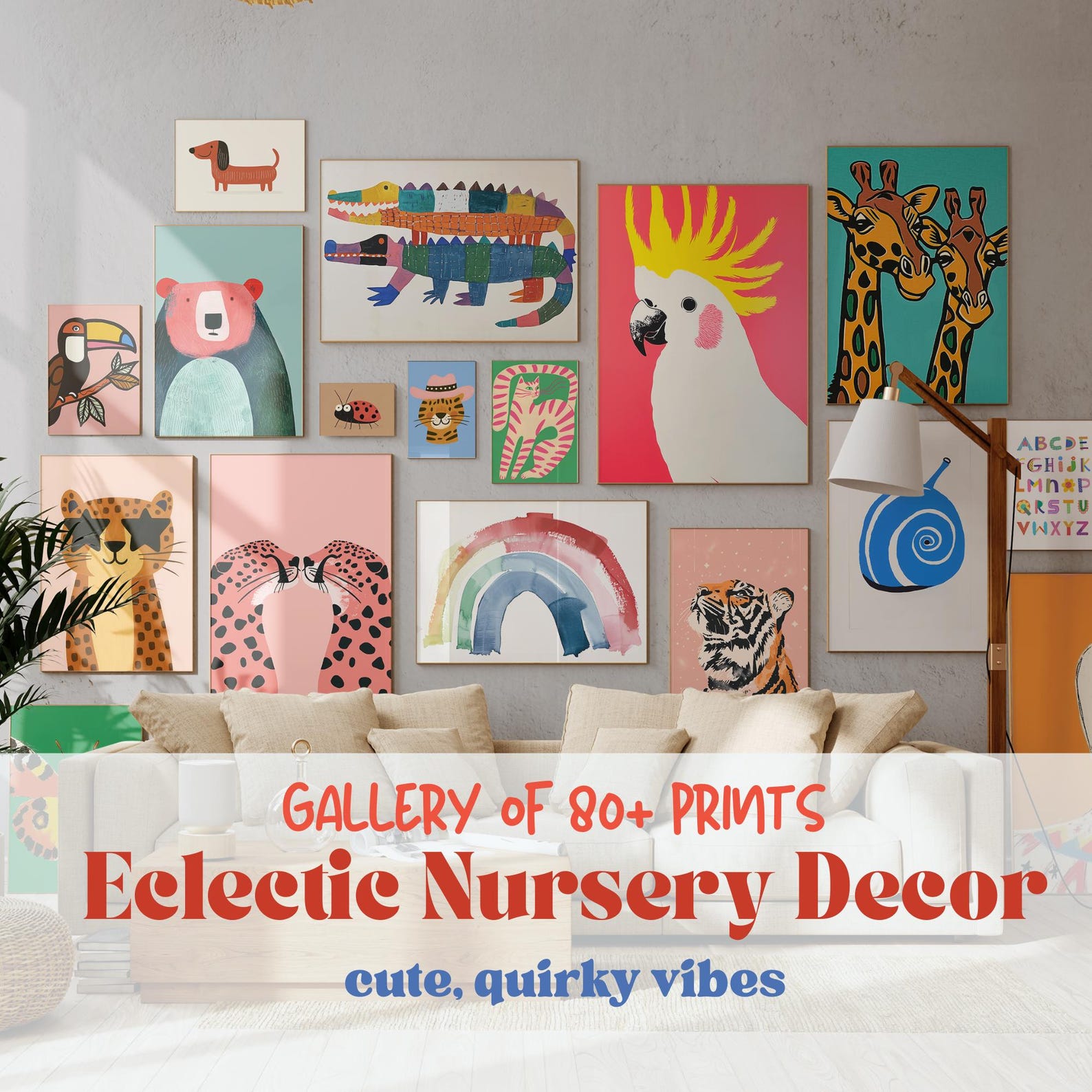 Eclectic Nursery Prints Bundle: 80+ Animal, Rainbow, Alphabet Art ...