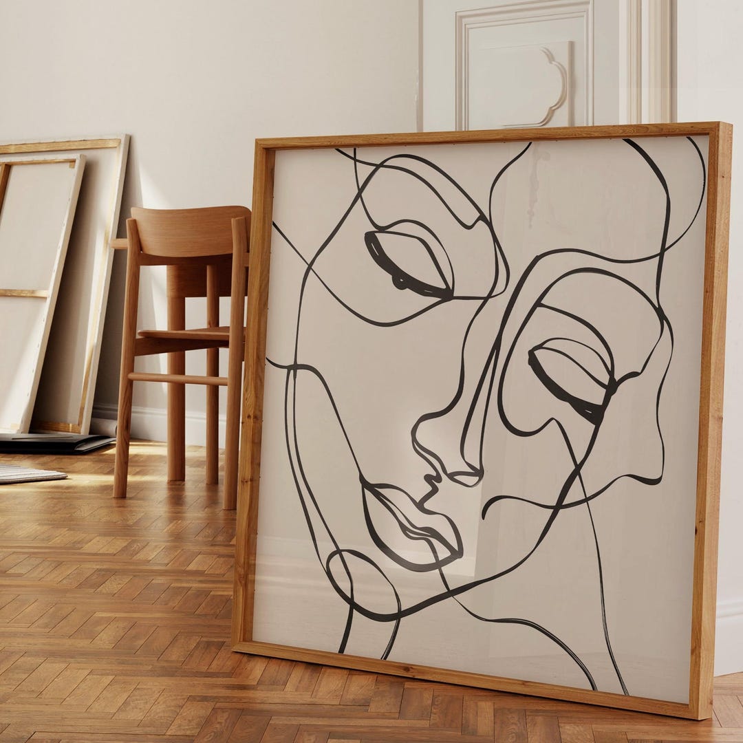 Modern Line Art Print, Minimalist Abstract Face Art, Digital Download ...