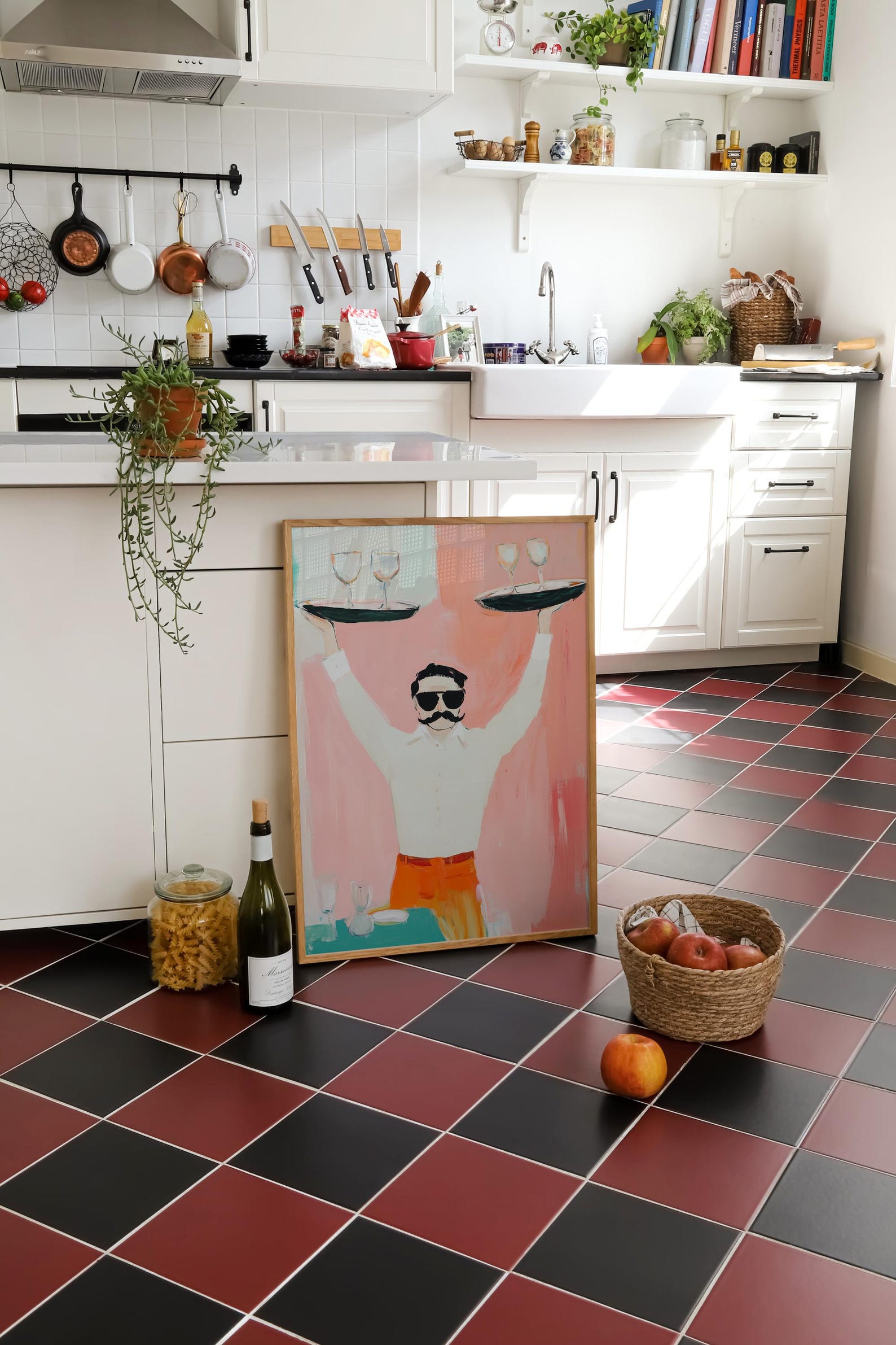 Retro Waiter Art Print: Playful Dining Room Wall Decor (digital ...
