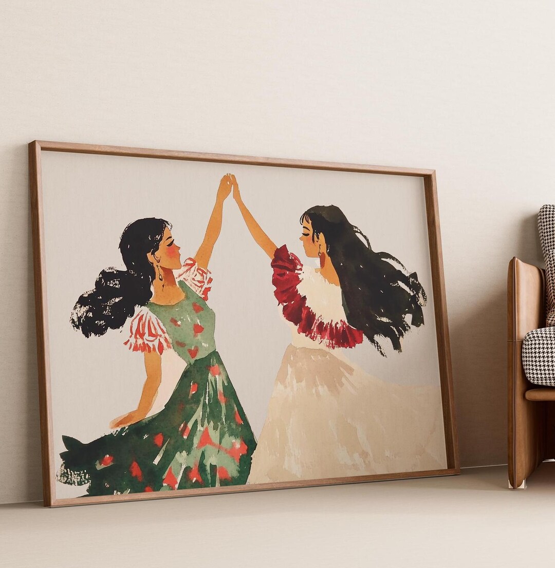 Spanish Dancers Art Print: Folklore Fiesta, Boho Home Decor (digital ...