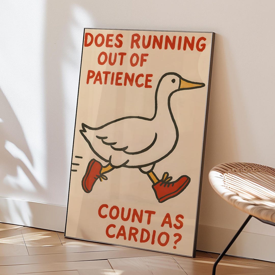 Funny Fitness Duck Print: Cardio Humor, Gym Wall Art (digital Download ...