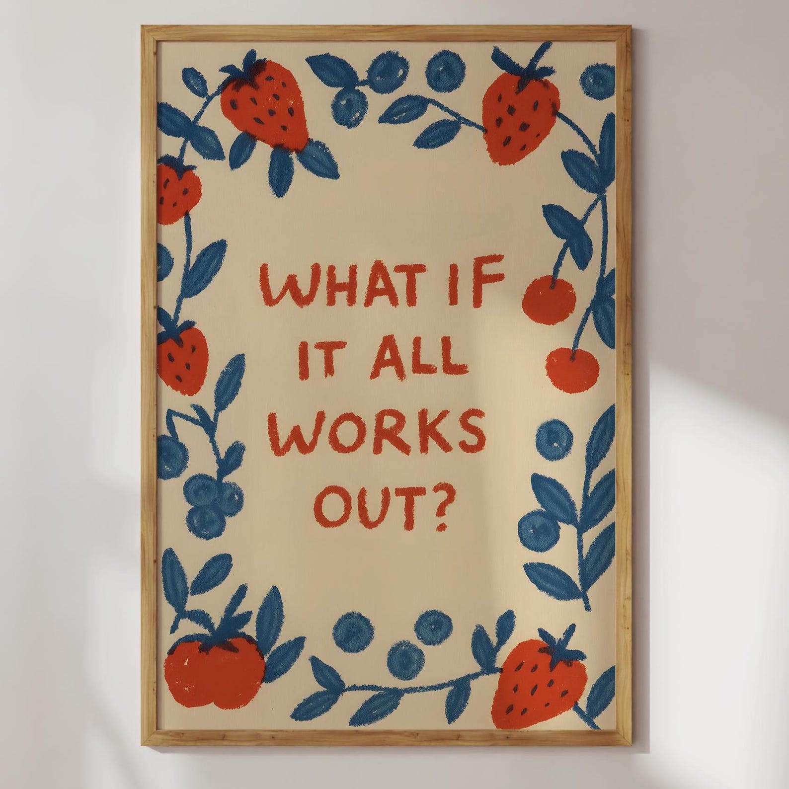 Cottagecore Kitchen Print: Berry Positive Quote Art (digital Download ...