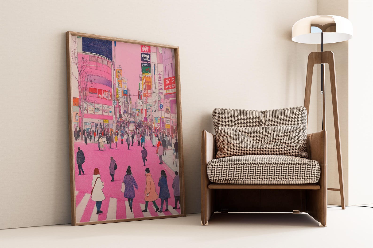Shibuya Crossing Art Print: Pink Tokyo Cityscape (digital Download) - Etsy