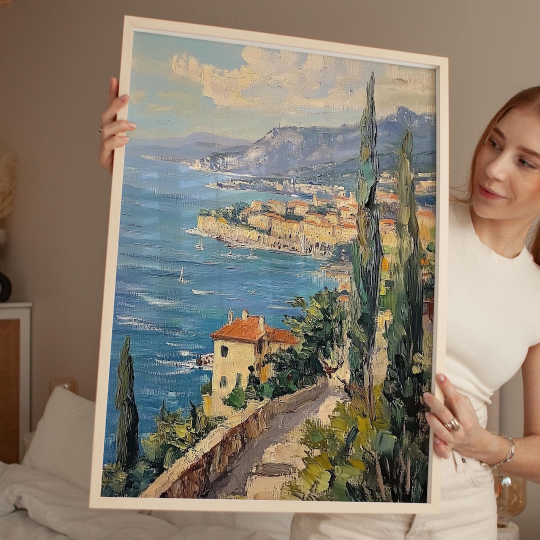 French Riviera Print: Vintage Mediterranean Coastal Art (digital ...