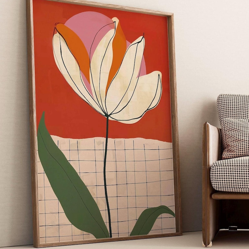 Red and Green Abstract Art - Etsy