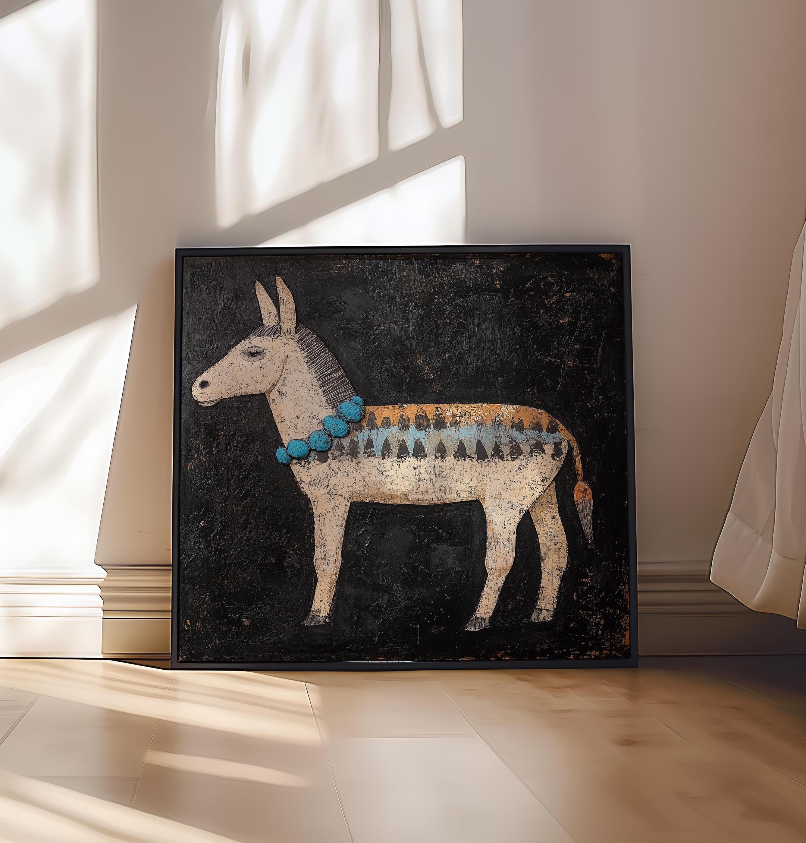Rustic Donkey Art Print: Abstract Bohemian Farmhouse Decor (digital ...