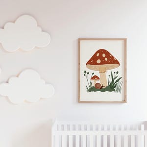 Whimsical Mushroom and Snail Illustration, Cottagecore Nature Print for ...