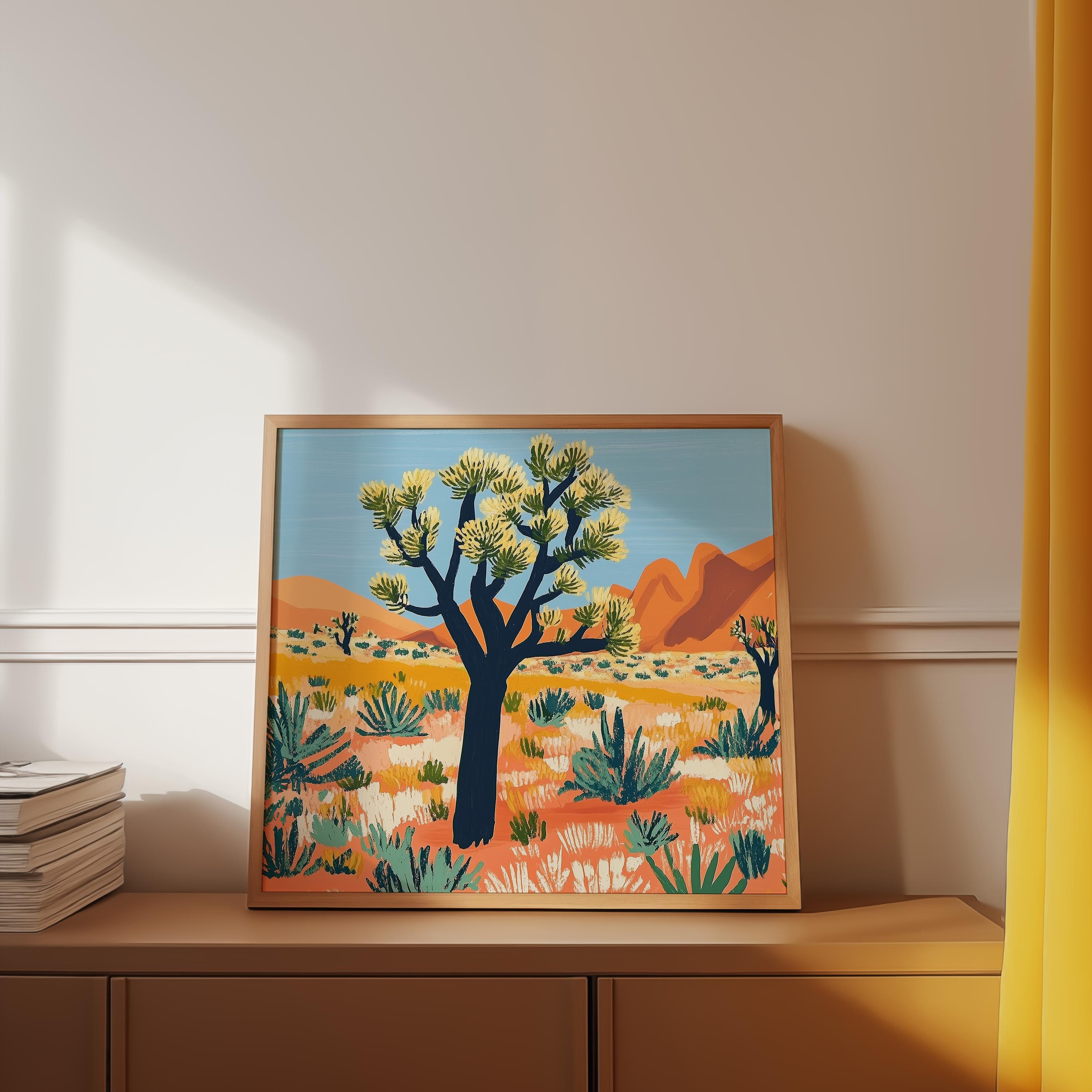 Joshua Tree Wall Art Print, Modern Boho Desert Landscape, Southwestern ...