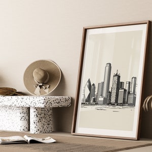 Dallas Skyline Art Print: Modern Minimalist Cityscape (digital Download ...