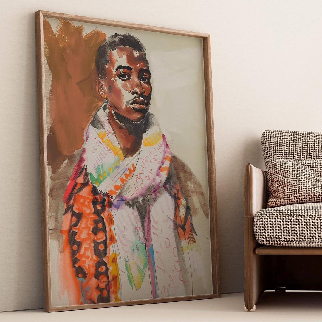 Vibrant Afrocentric Portrait Digital Print, Colorful Modern Wall Art ...