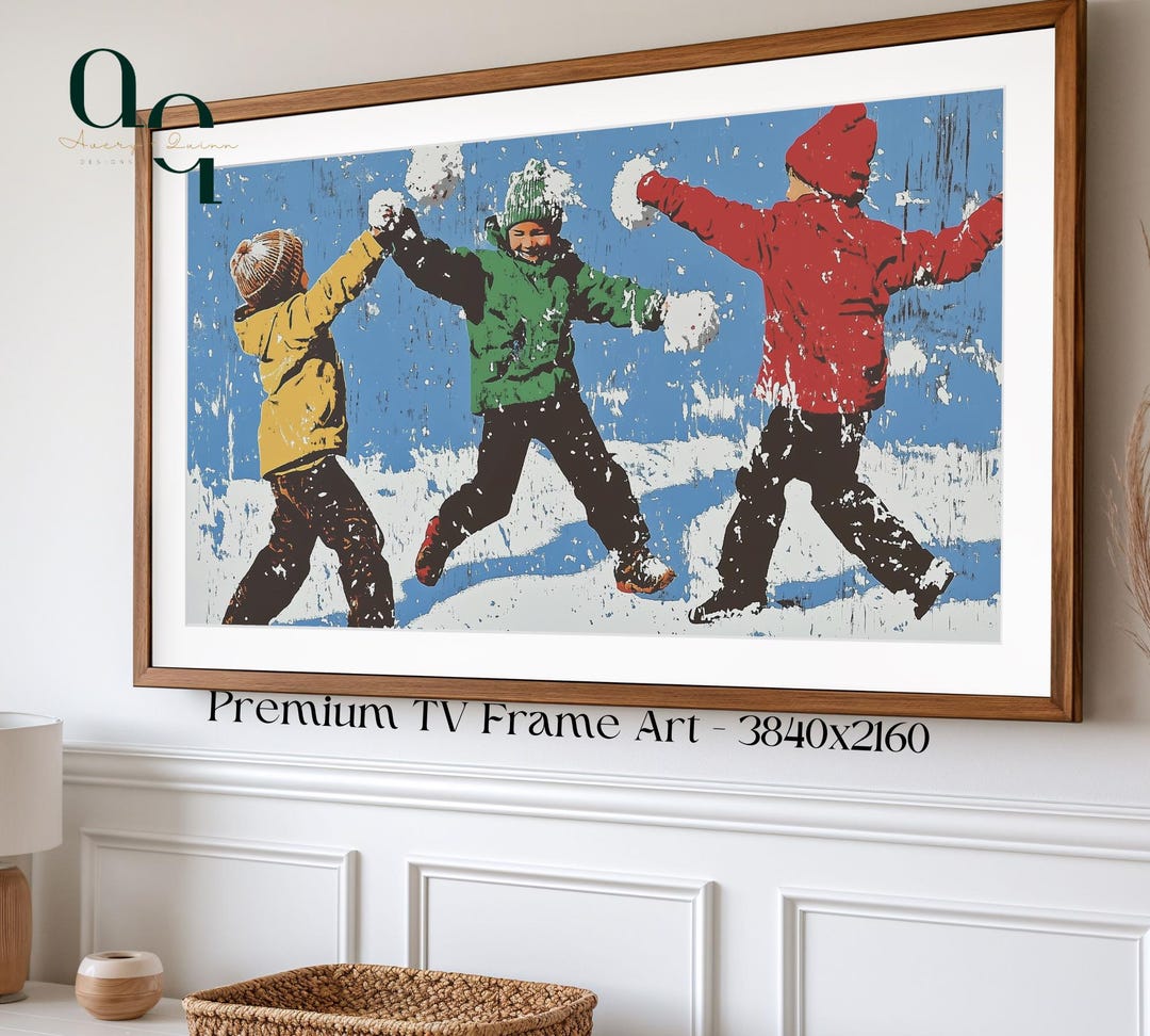 Retro Snowball Fight Art: Winter Samsung Frame TV (digital Download) - Etsy