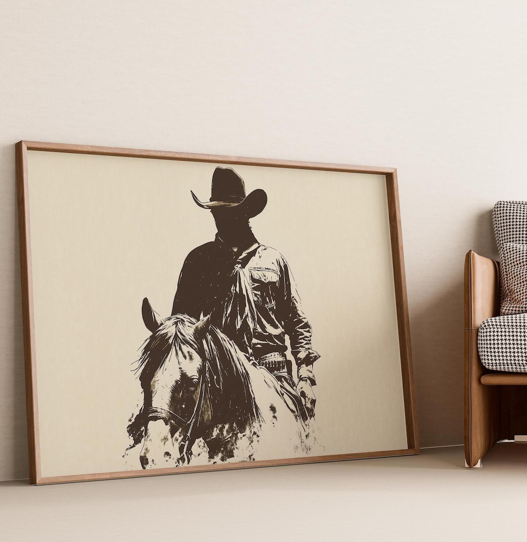 Vintage Cowboy Art Print: Rustic Western Decor (digital Download) - Etsy