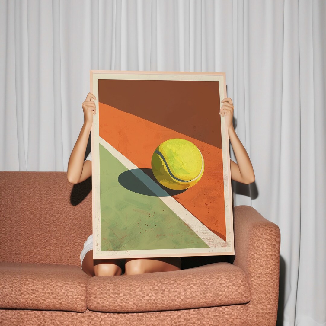Minimalist Tennis Ball Art Print Abstract Sports Decor, Modern Athletic ...