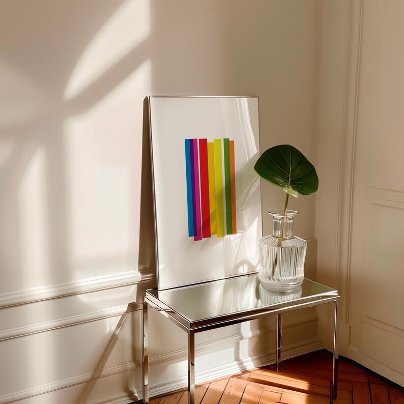 Rainbow Stripes Art Print: Modern Minimalist Wall Decor (digital ...