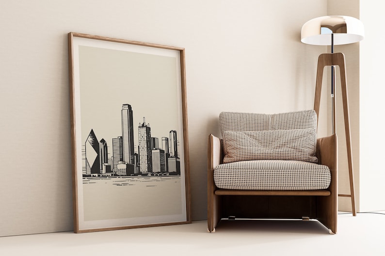 Dallas Skyline Art Print: Modern Minimalist Cityscape (digital Download ...