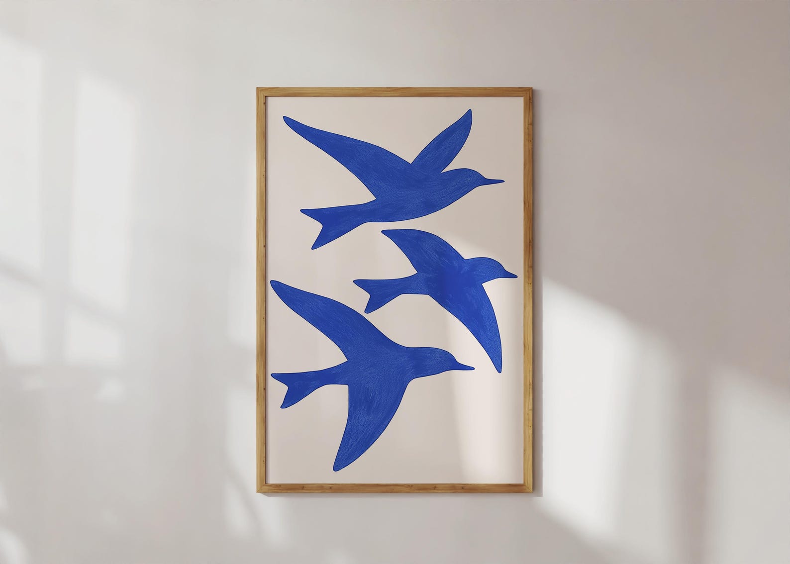 Electric Blue Bird Art Print: Minimalist Scandinavian Wall Decor ...