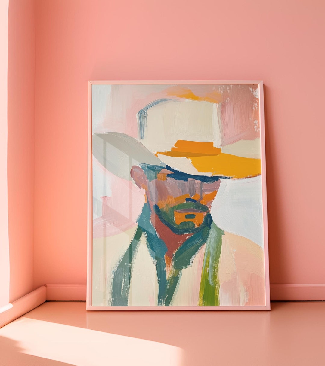 Modern Cowboy Abstract Art Print, Pastel Western Wall Art for Living ...