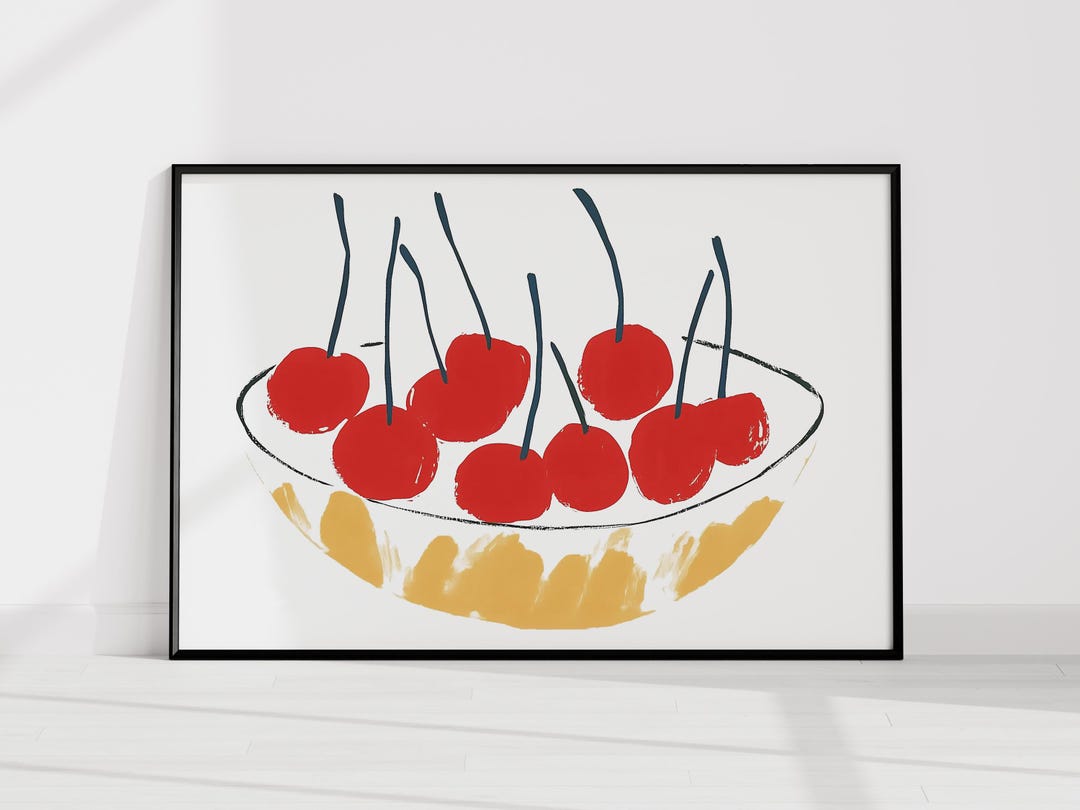 Minimalist Cherry Art Print: Playful Kitchen Decor (digital Download ...