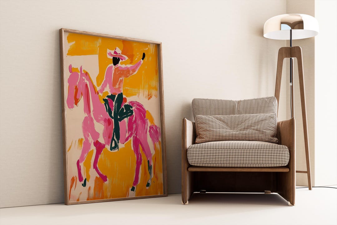 Abstract Cowboy Horse Art Print: Modern Southwest Decor (digital ...