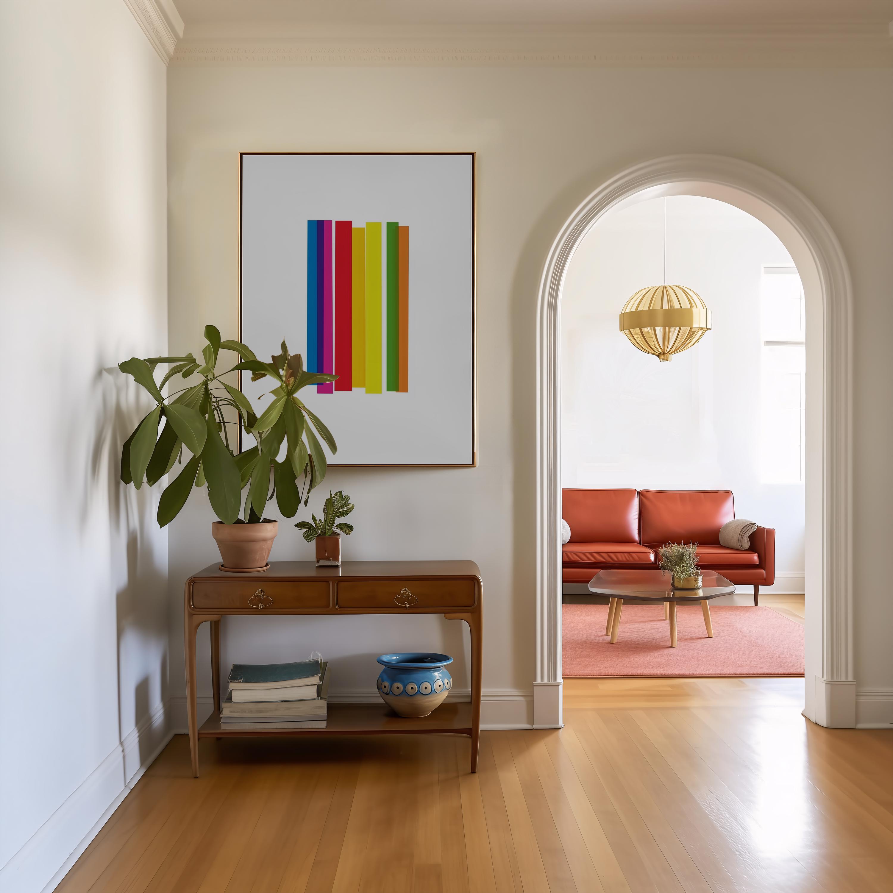 Rainbow Stripes Art Print: Modern Minimalist Wall Decor (digital ...