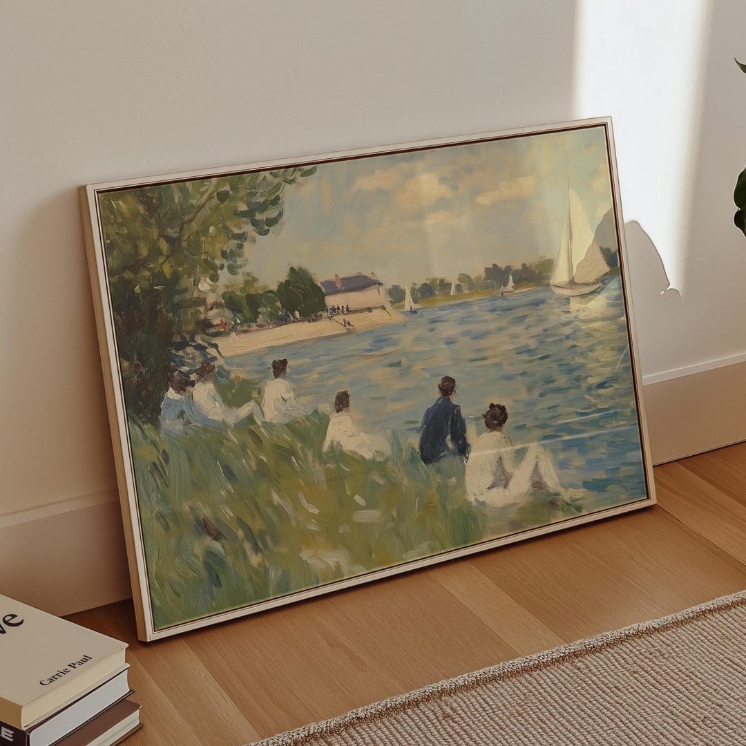 Vintage Coastal Digital Art, Impressionist Seaside Print, Classic ...