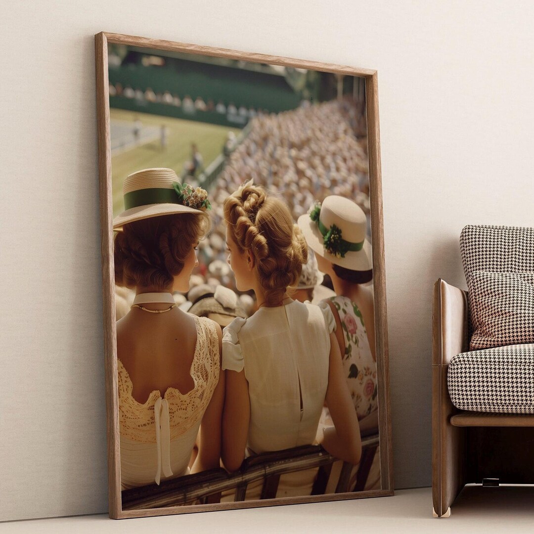Classic Wimbledon Scene Digital Art Print, Vintage Style Vogue, Slim ...