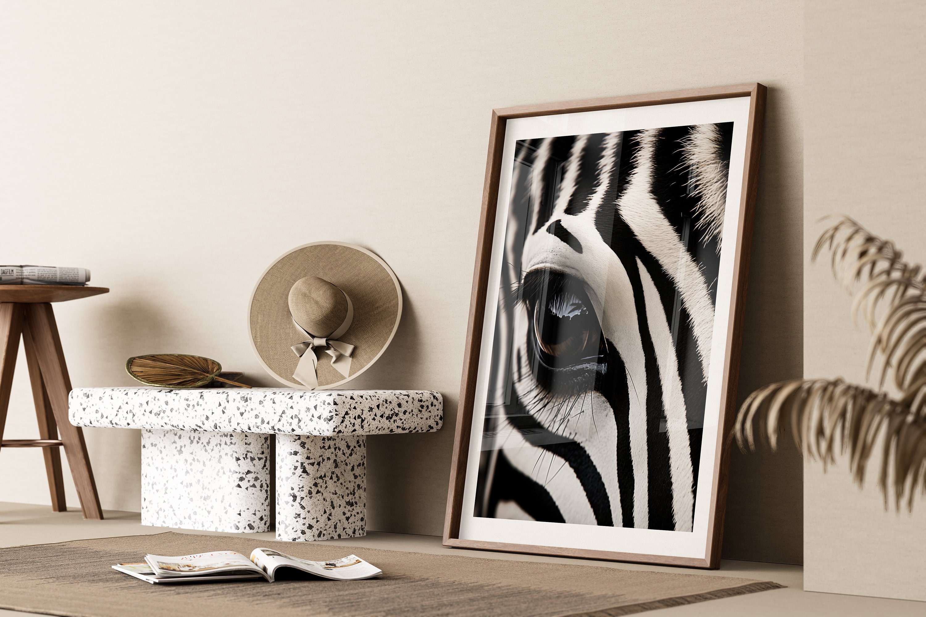 Zebra Eye Close-up Print: Modern Black and White Wildlife Photography ...