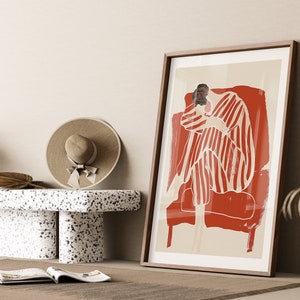 Abstract Woman in Stripes Art Print - Modern Home Decor Digital ...