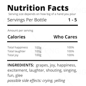Wine Nutrition Facts PNG Download Digital File Drink Wine Lovers Art ...