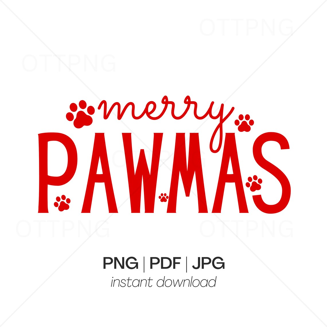 Merry Pawmas Holidays Merry Christmas Paw Print Dog Dogs Cat Cats ...