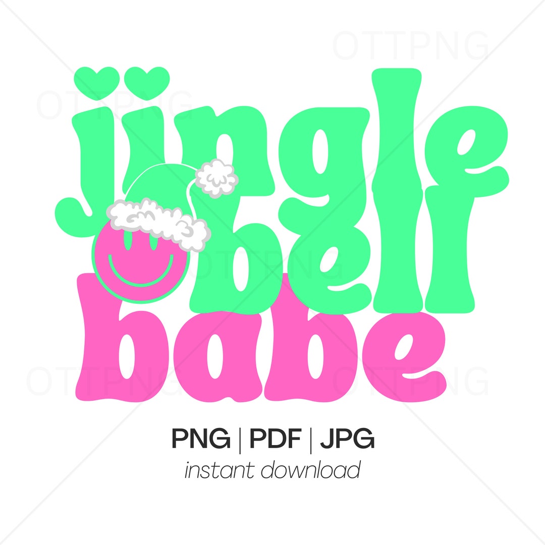 Jingle Bell Babe Retro Smiley Face Smile 70s Christmas Lights PNG PDF ...