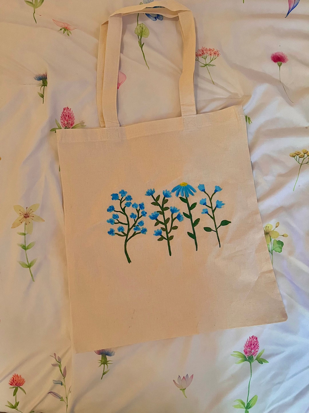 Dainty Floral Tote Bag — Women’s Custom Canvas Tote Bag With Flowers ...