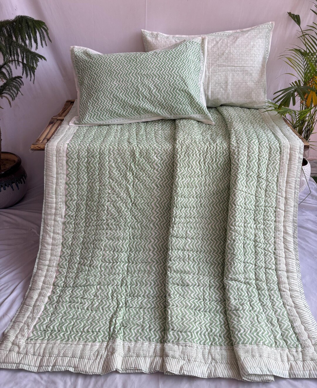 Hand Block Print Coverlet Quilt, Indian Reversible Quilts, Throw ...