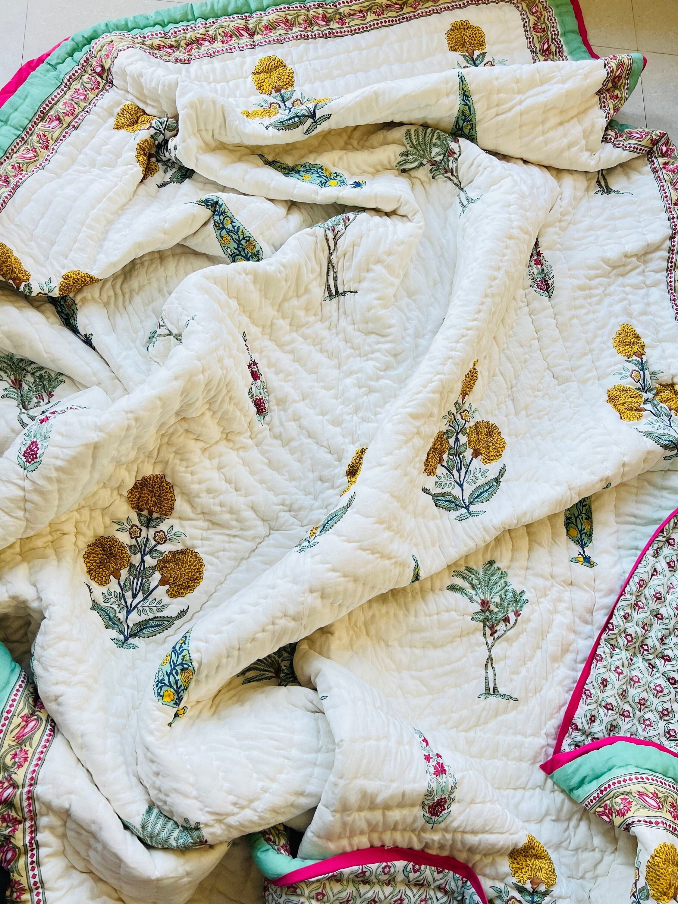 Indian Traditional Hand Block Printed Quilt Hand Made - Etsy