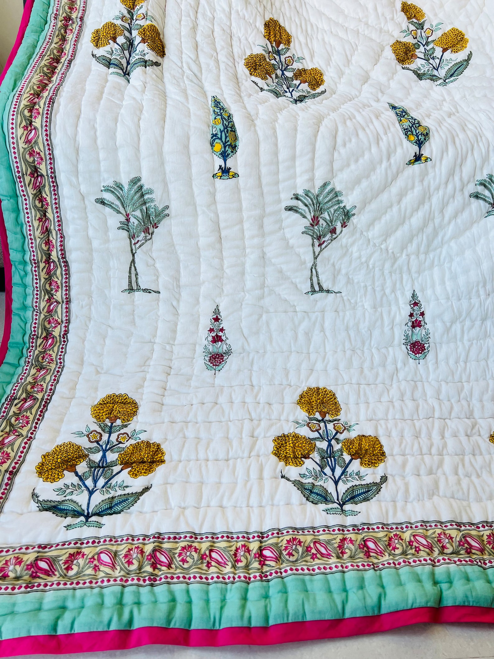 Indian Traditional Hand Block Printed Quilt Hand Made - Etsy