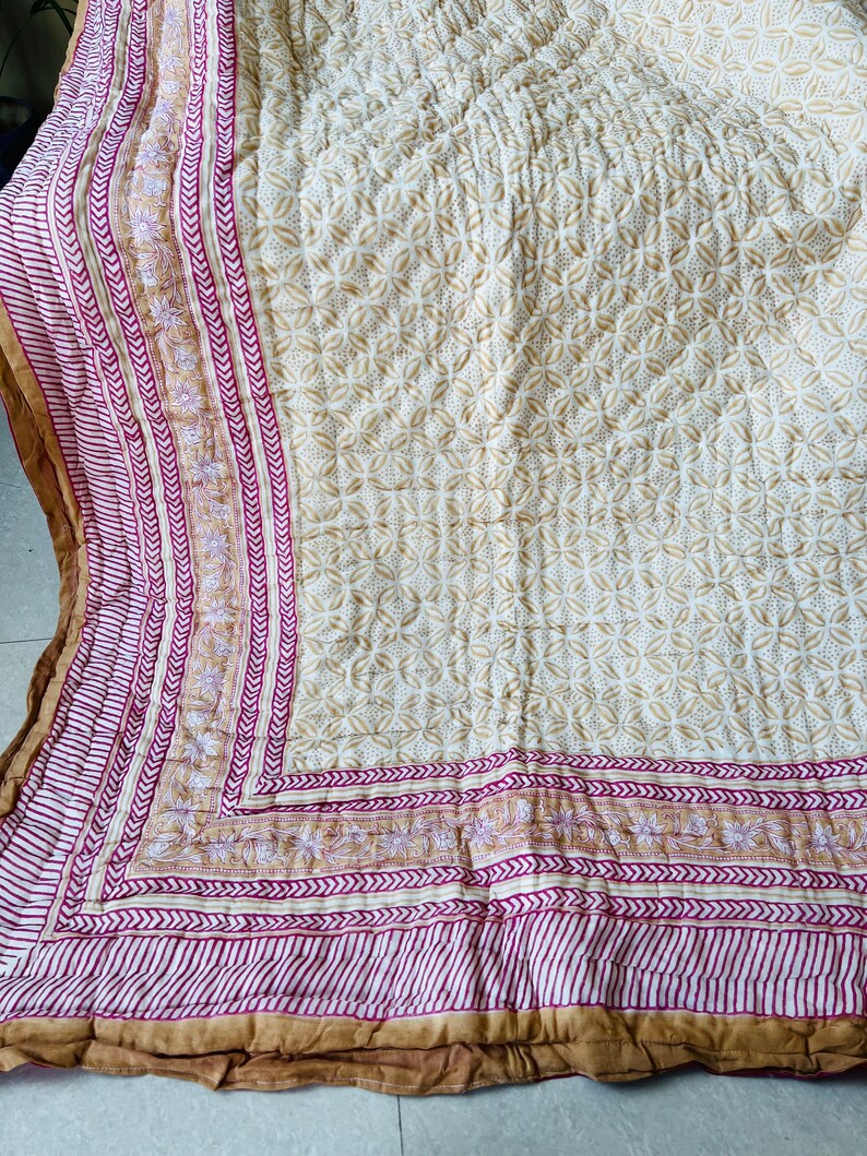 Indian Hand Block Print Quilt Jaipuri Printed Reversible Quilt Cotton ...