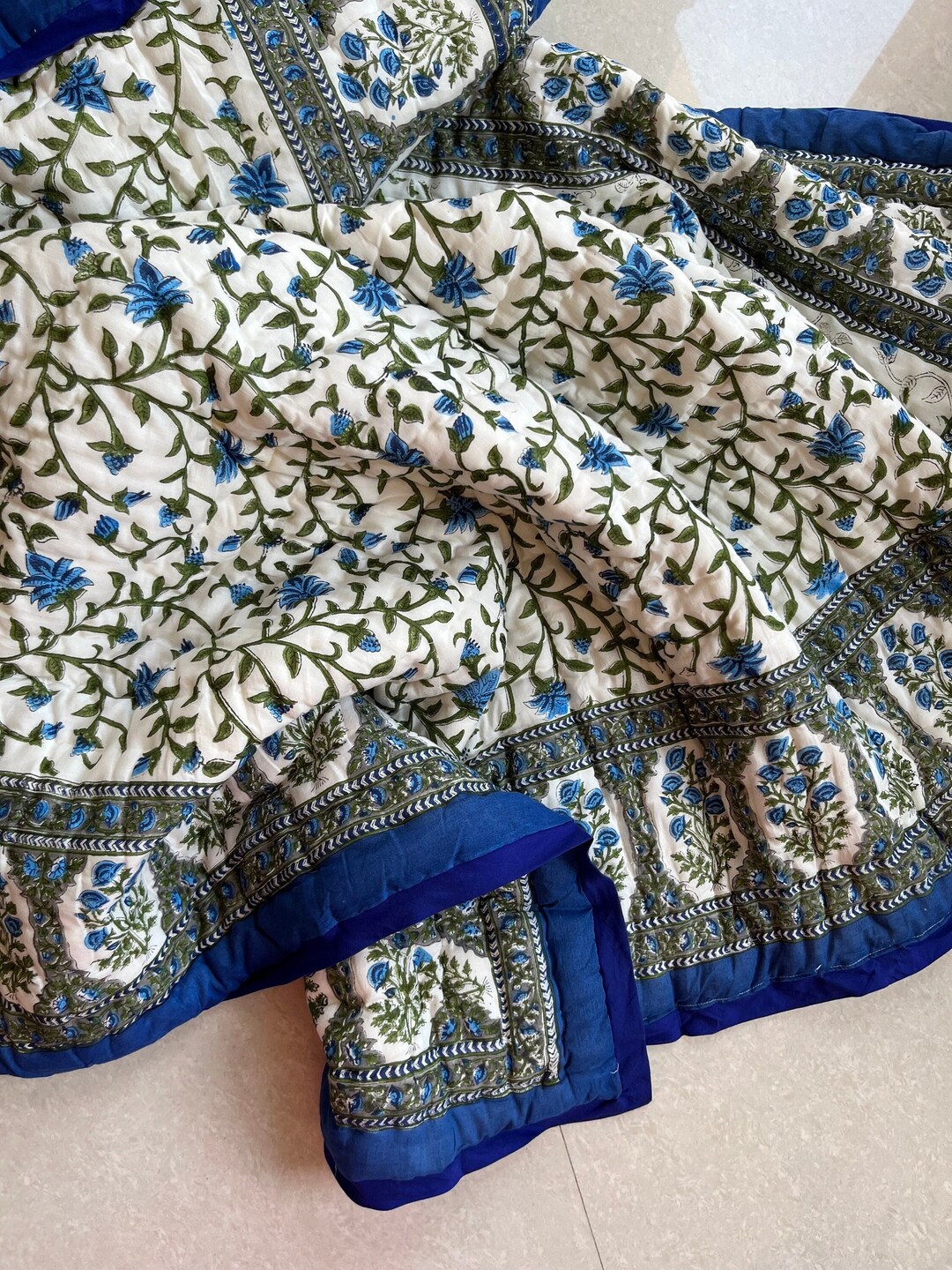 Hand Block Print Quilt,jaipuri Rajai Handmade Quilt,reversible Cotton ...