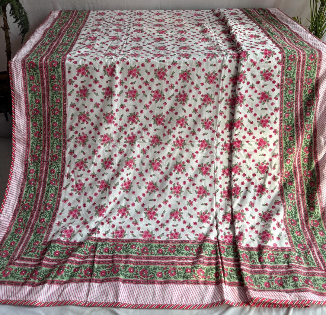 Indian Pink Floral Bedding Dohar Blankets, Reversible Lightweight ...