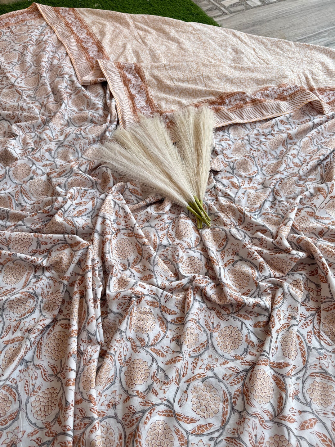 Handblock Printed Dohar Quilt, Jaipur Quilted Blanket, Handmade Indian ...