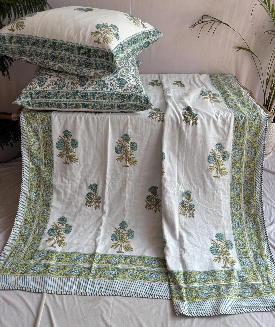 Indian Hand Block Printed Dohar Blankets, Reversible Floral Bedding ...