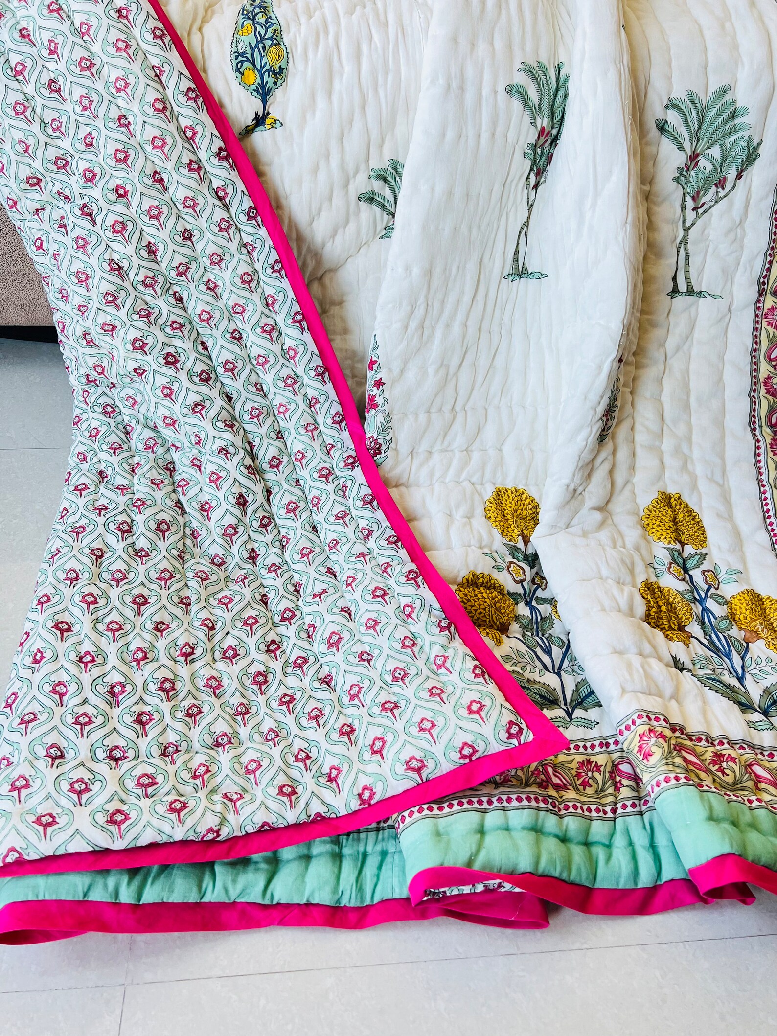 Indian Traditional Hand Block Printed Quilt Hand Made - Etsy