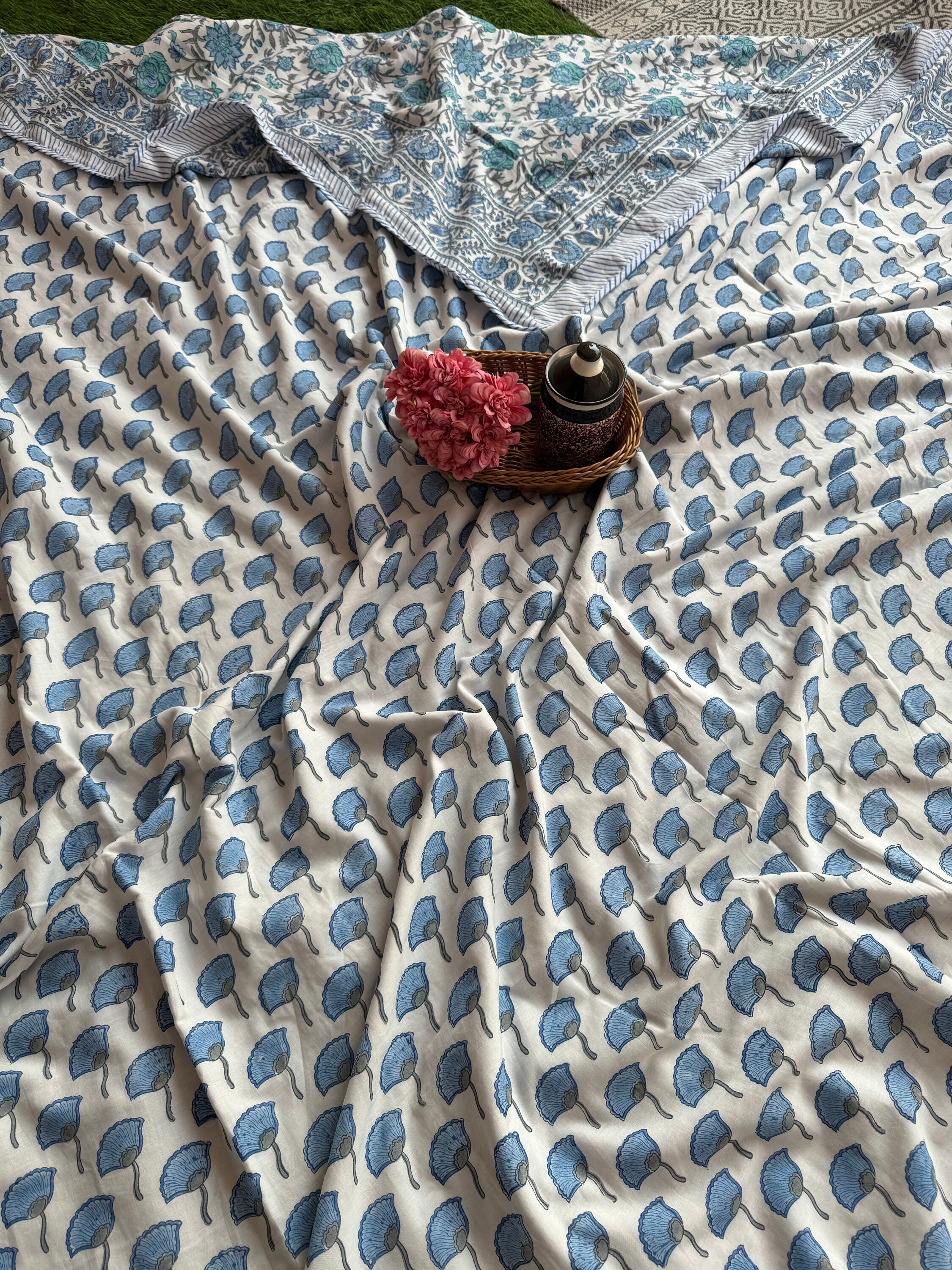 Indian Hand Block Print Design Reversible Dohar Organic Cotton Quilt ...