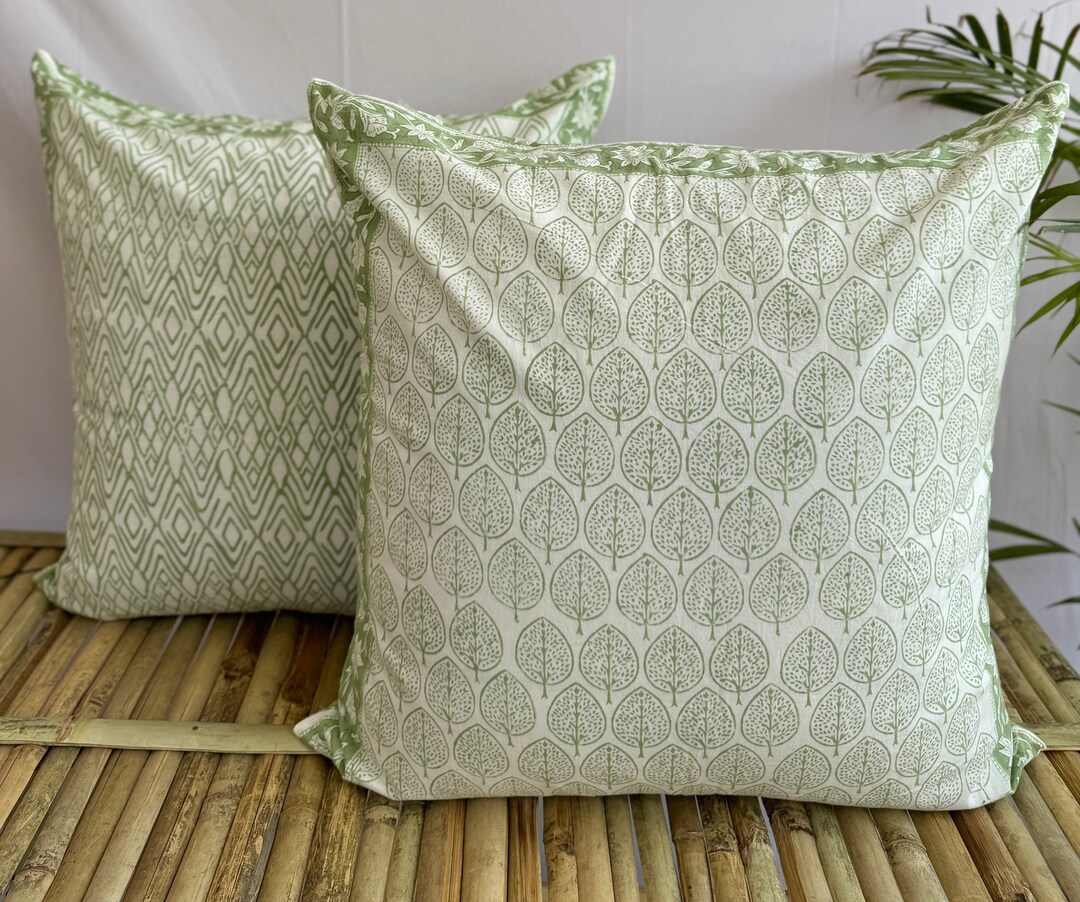 Hand Block Print Cotton Pillow Cover ,bohemian Cushion Covers, Boho ...