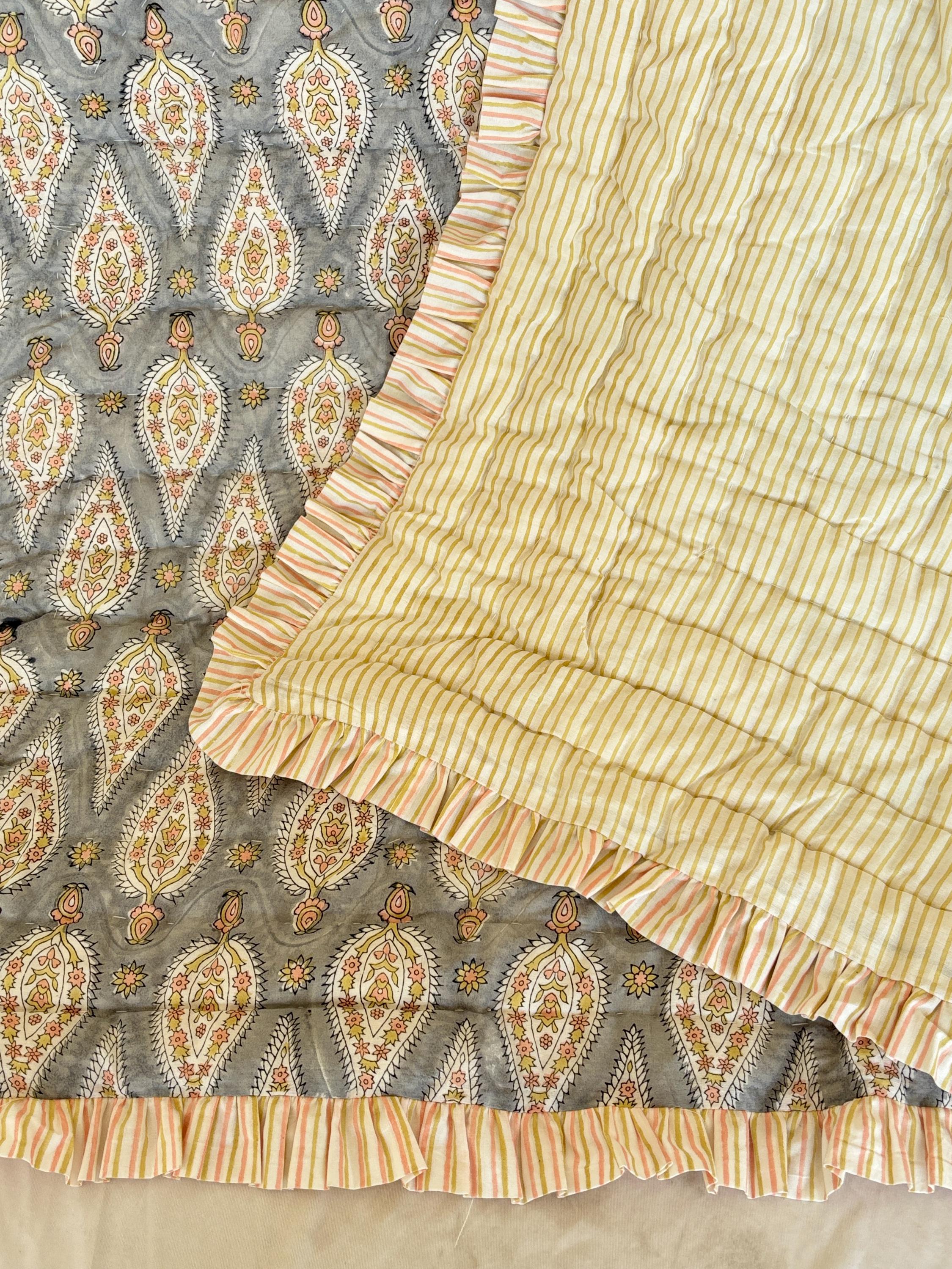 Anokhi Cotton Quilt, Block Print Quilt, Reversible Jaipuri Razai ...