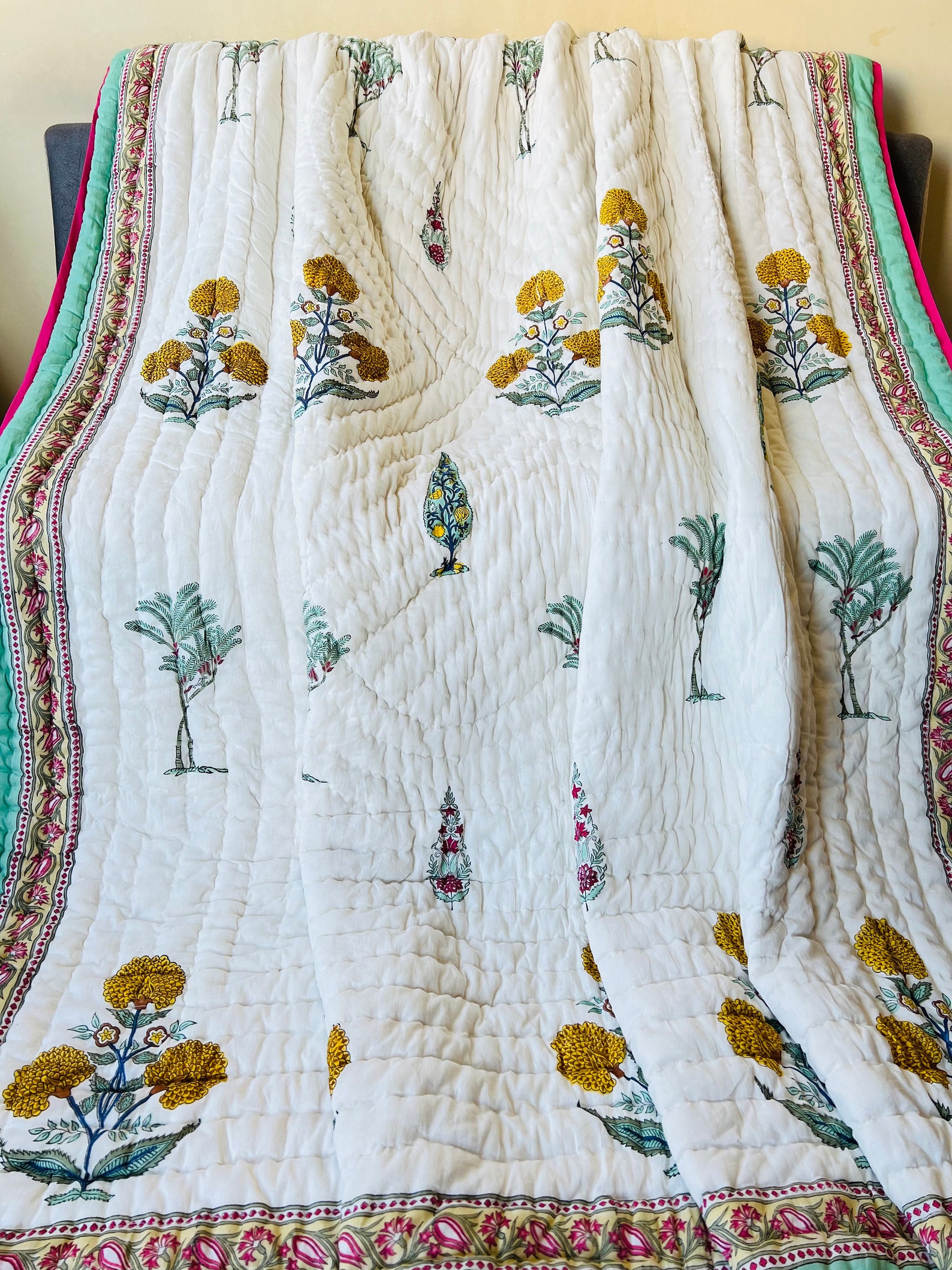 Indian Traditional Hand Block Printed Quilt Hand Made - Etsy